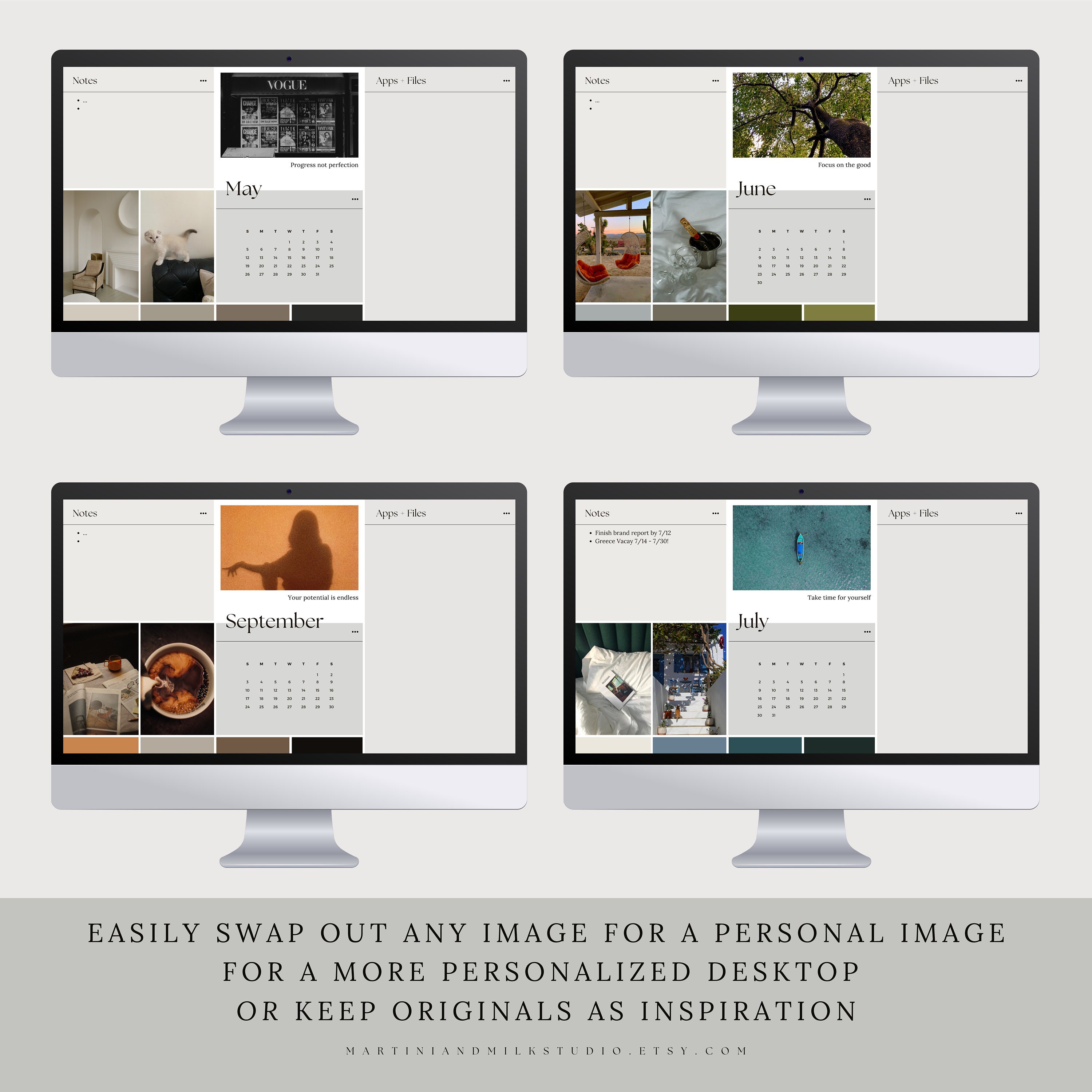 July 2023 June 2024 Desktop Wallpaper Organizer 12 - Etsy UK