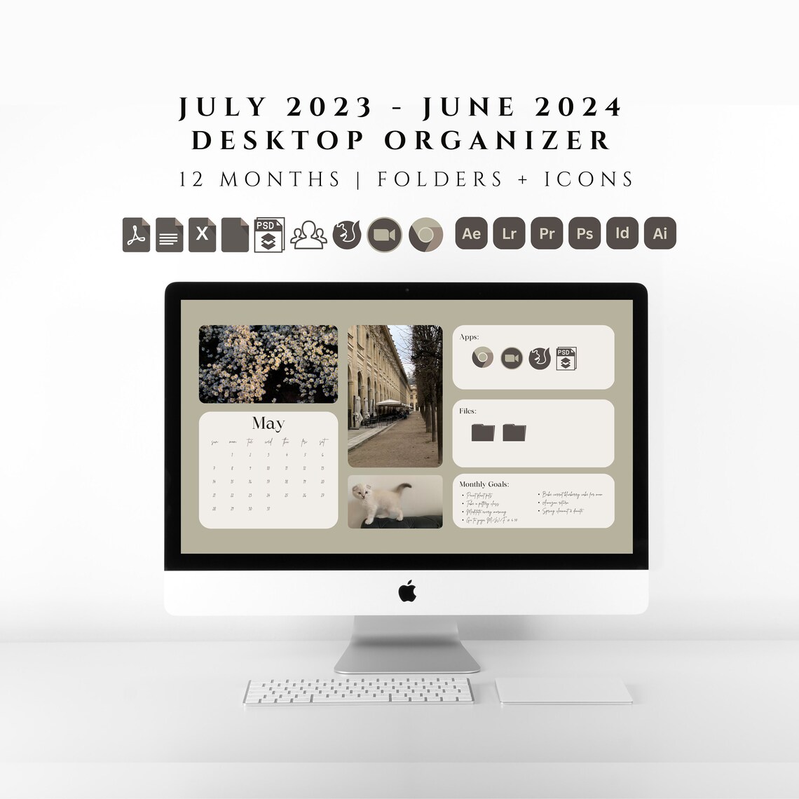 July 2023 June 2024 Desktop Wallpaper Organizer 12 - Etsy UK