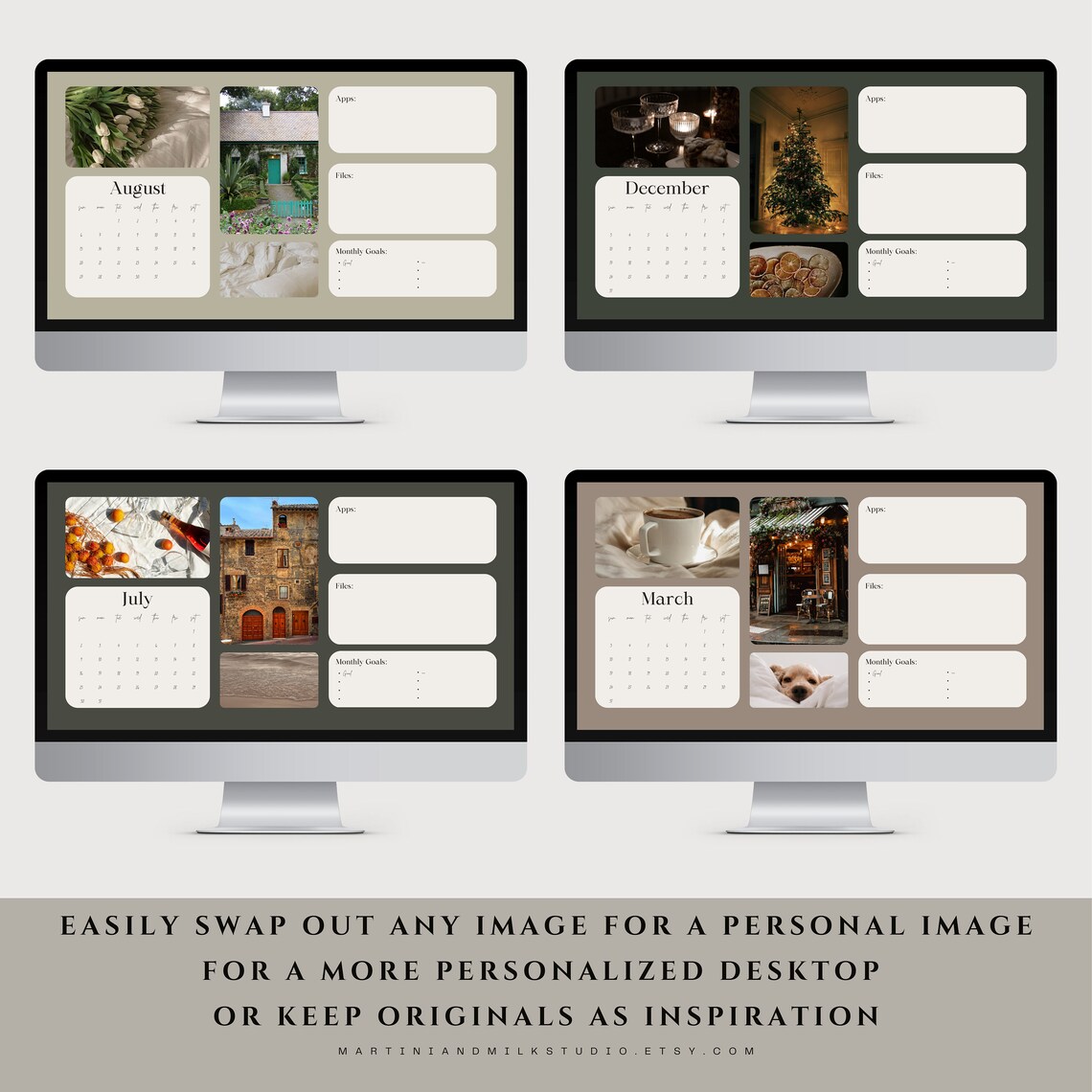 July 2023 June 2024 Desktop Wallpaper Organizer 12 - Etsy UK