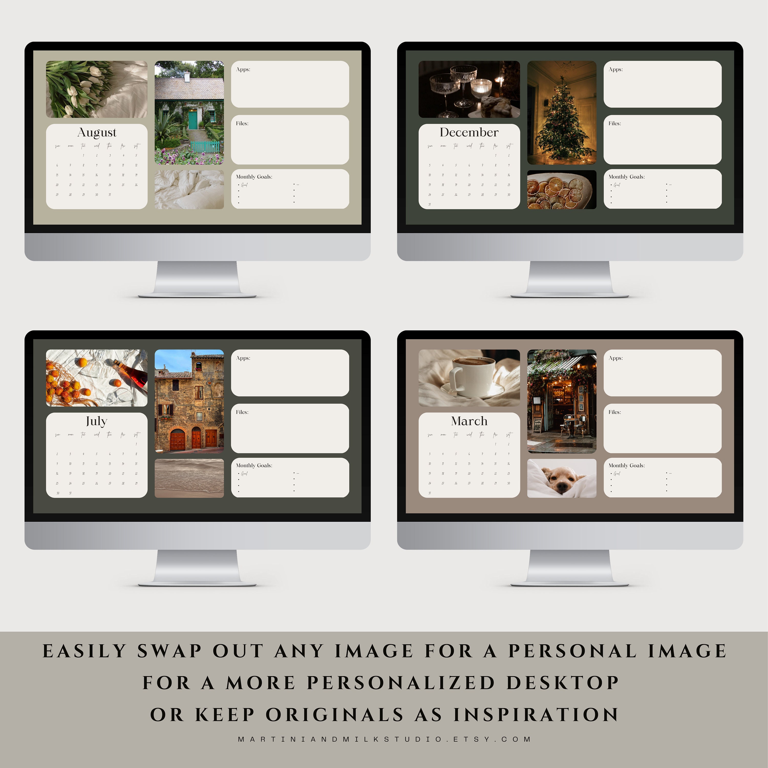 July 2023 June 2024 Desktop Wallpaper Organizer 12 - Etsy UK