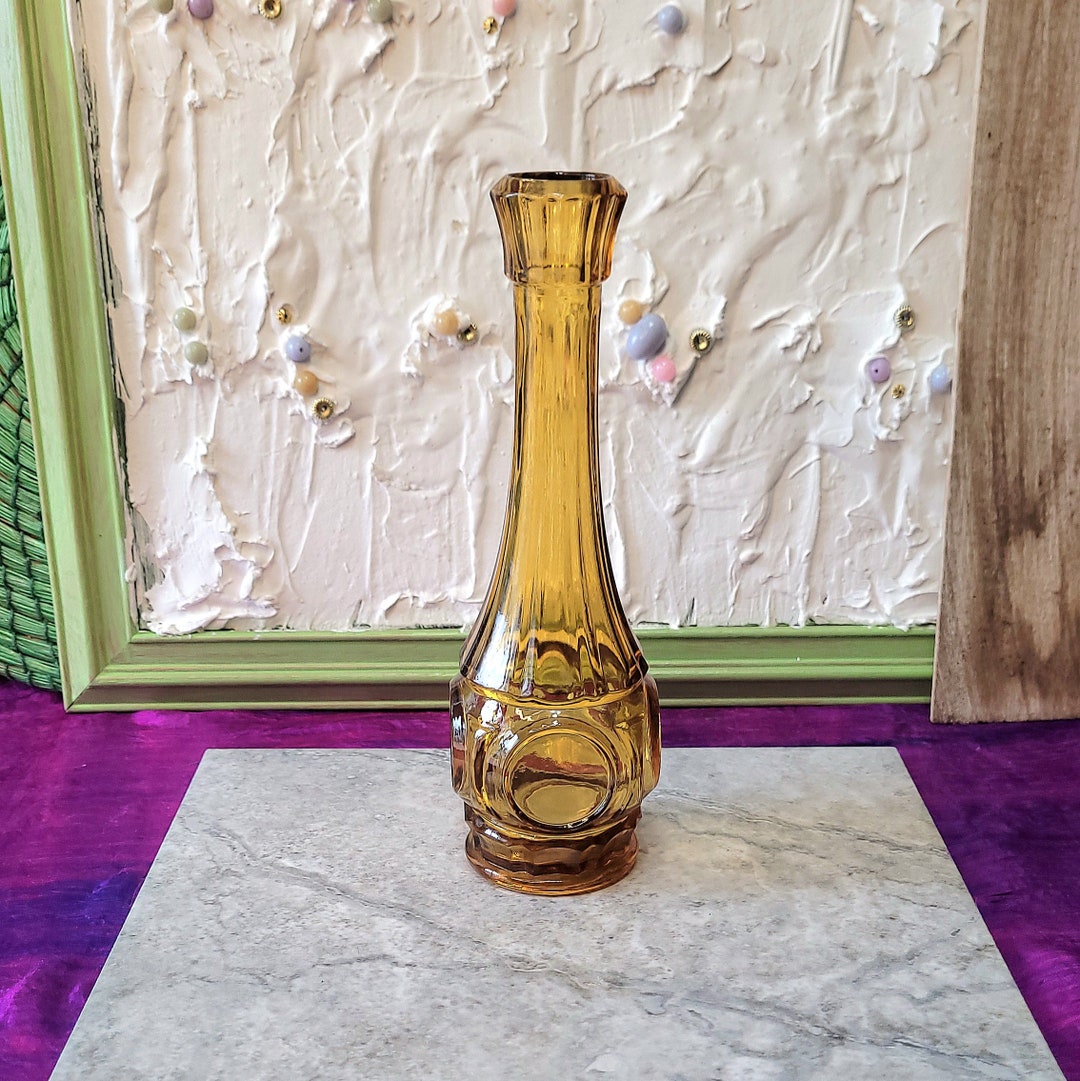 Vintage Amber Glass Bullseye Bud Vase Wheaton Glass - Etsy