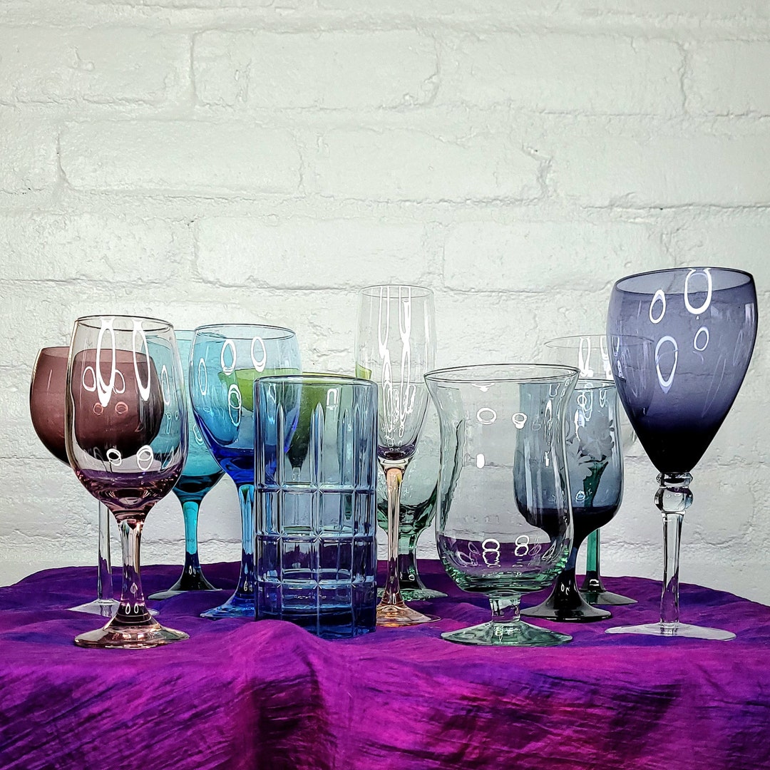 Mixed Cocktail Stemware Sets Customize Vintage Water Glasses, Amber ...
