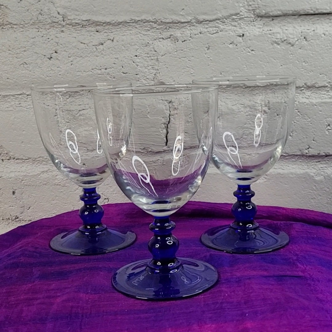 Courtyard Cobalt Blue Vintage Cristal D'arques-durand Water Glasses Set ...