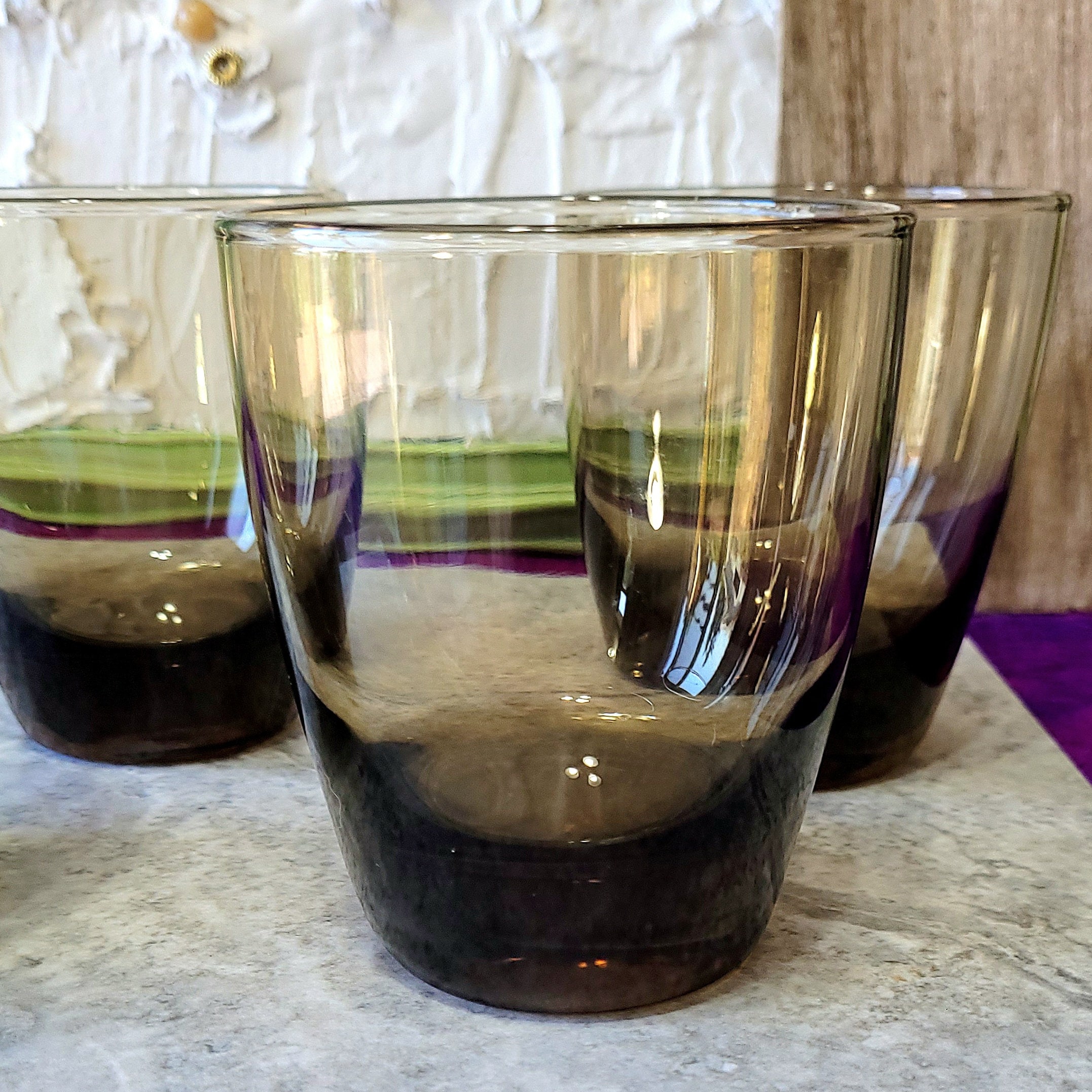 Vintage Tawny Brown Libbey Glassware 12oz Lowball Glasses Set of 4, MCM ...