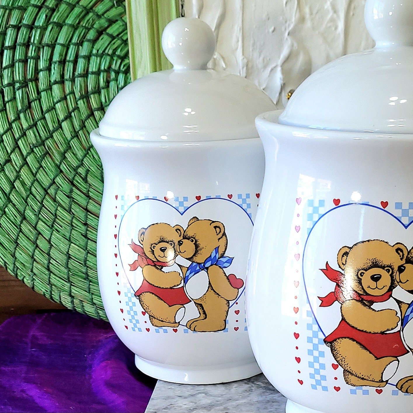 Cozy Kitsch Bear Couple Ceramic Kitchen Cannister Set Set of - Etsy