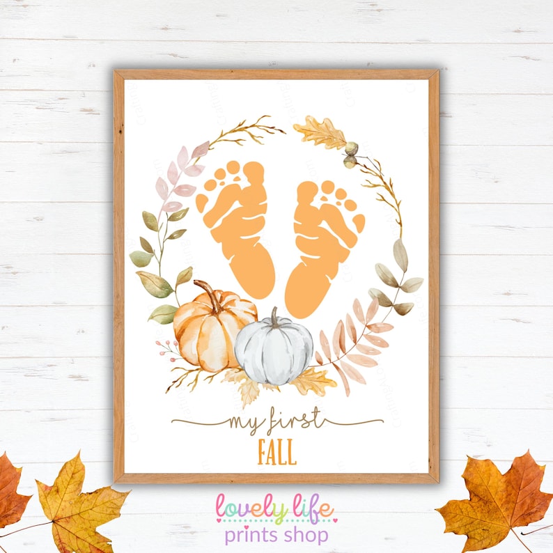 Printable Fall Footprint Keepsake, My First Fall Footprint Art, Baby ...
