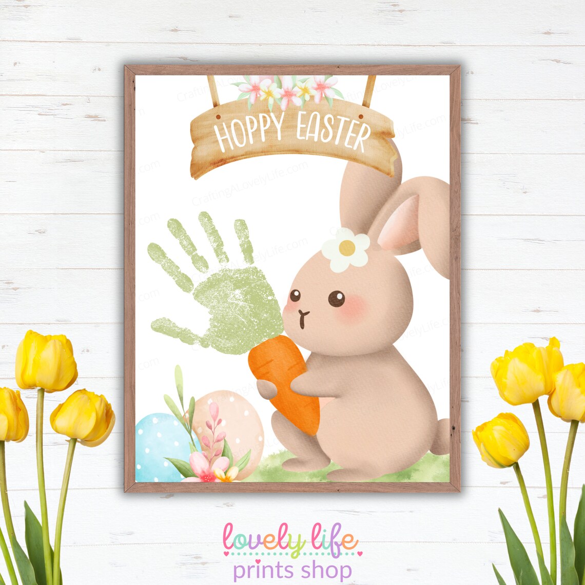 Printable Hoppy Happy Easter Handprint Craft, Handprint Art, Handprint ...