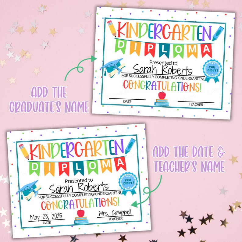 Printable Graduation Diplomas, Preschool Graduation, Kindergarten ...