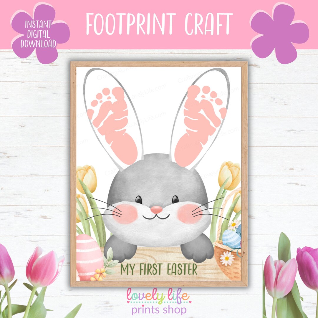 Printable My First Easter Footprint Craft, Footprint Art, My First 1st ...
