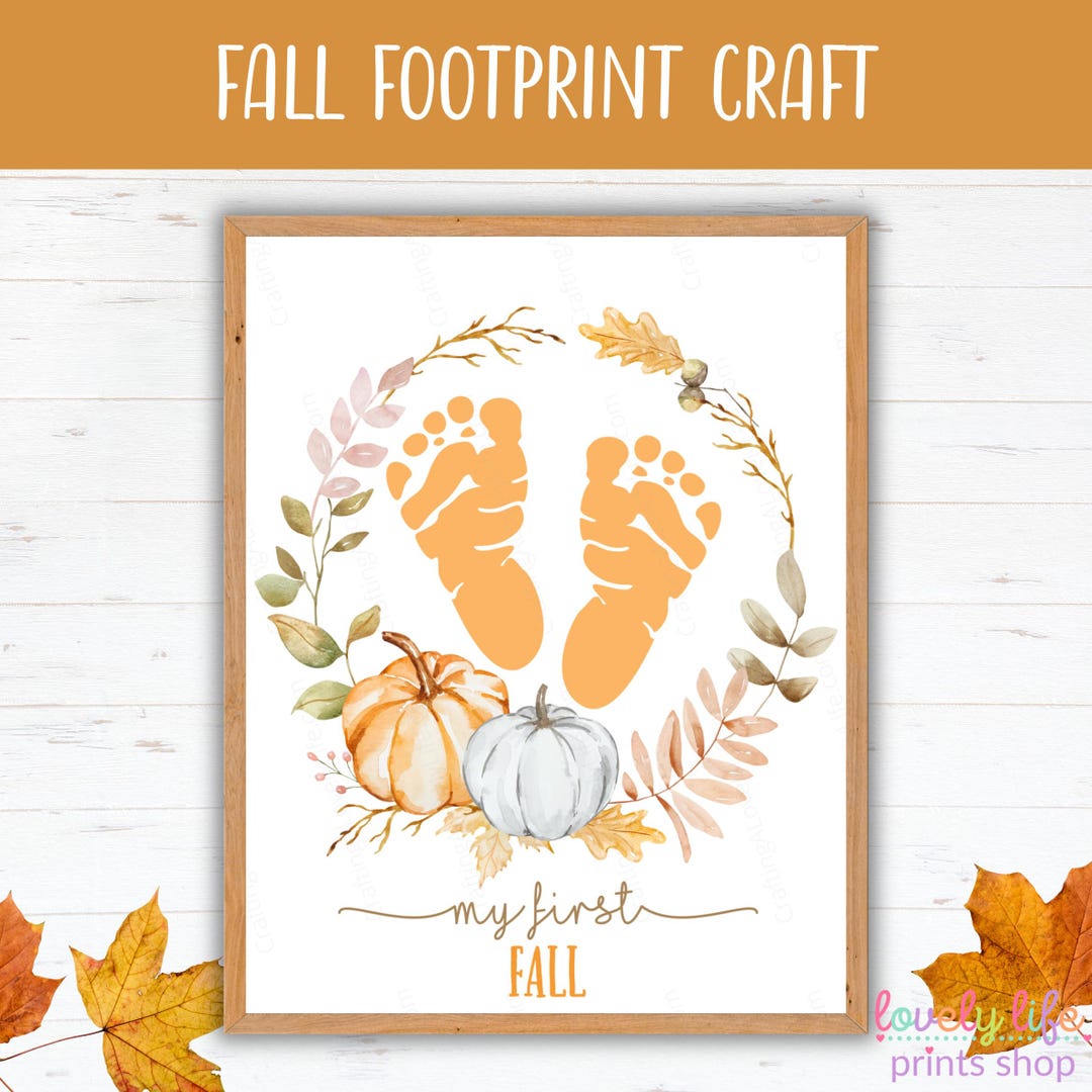 Printable Fall Footprint Keepsake, My First Fall Footprint Art, Baby ...