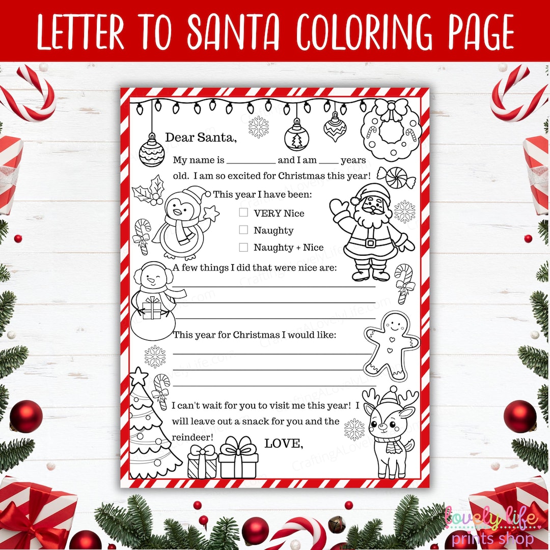 Letter to Santa Coloring Page, Letter to Santa Printable, Printable ...