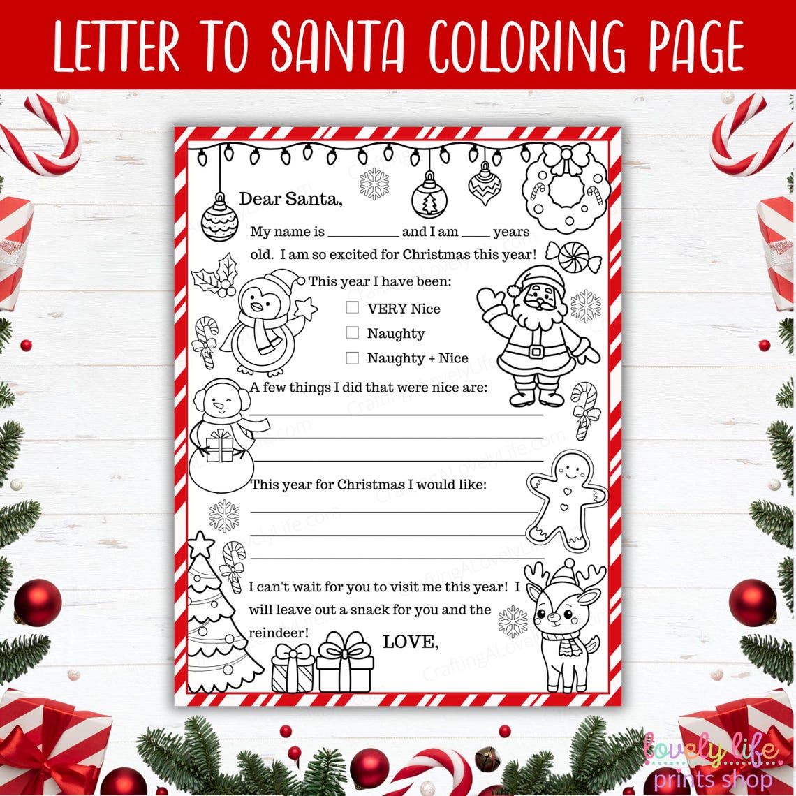 Letter to Santa Coloring Page, Letter to Santa Printable, Printable ...