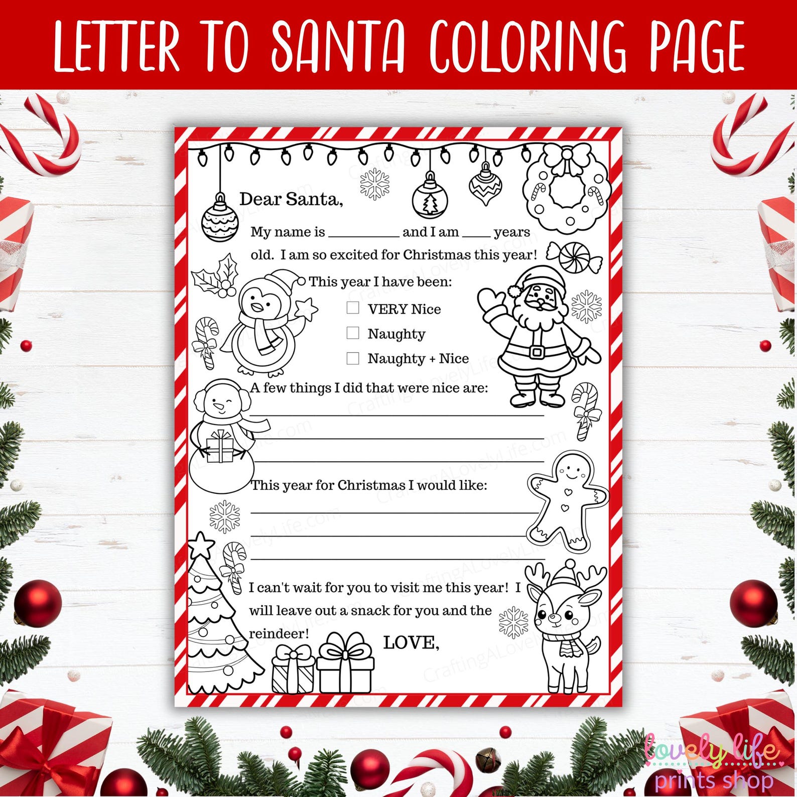 Letter to Santa Coloring Page, Letter to Santa Printable, Printable ...
