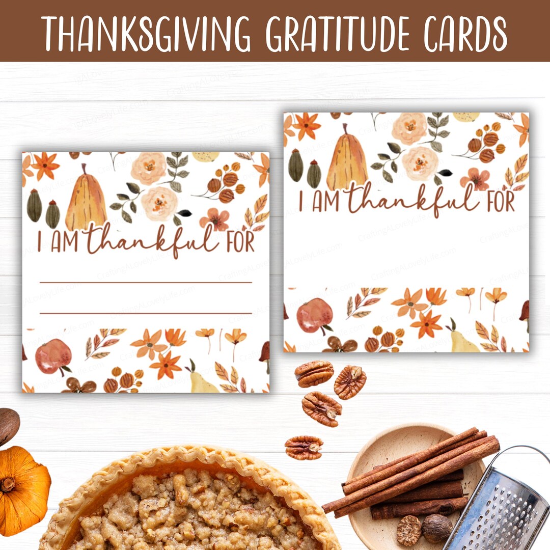 Printable Thanksgiving Gratitude Cards, Table Place Setting Notes ...