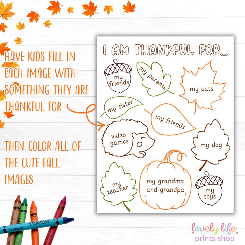 Printable “I Am Thankful For” Coloring Pages for Kid, Fall Gratitude ...