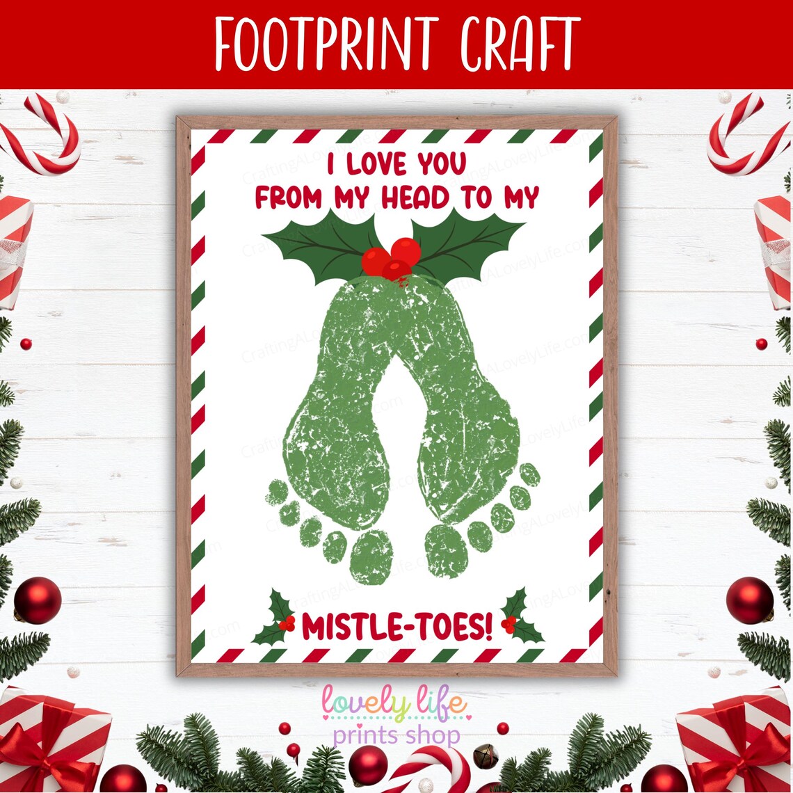 Mistletoes Footprint Craft, Christmas Footprint Craft, First Christmas ...