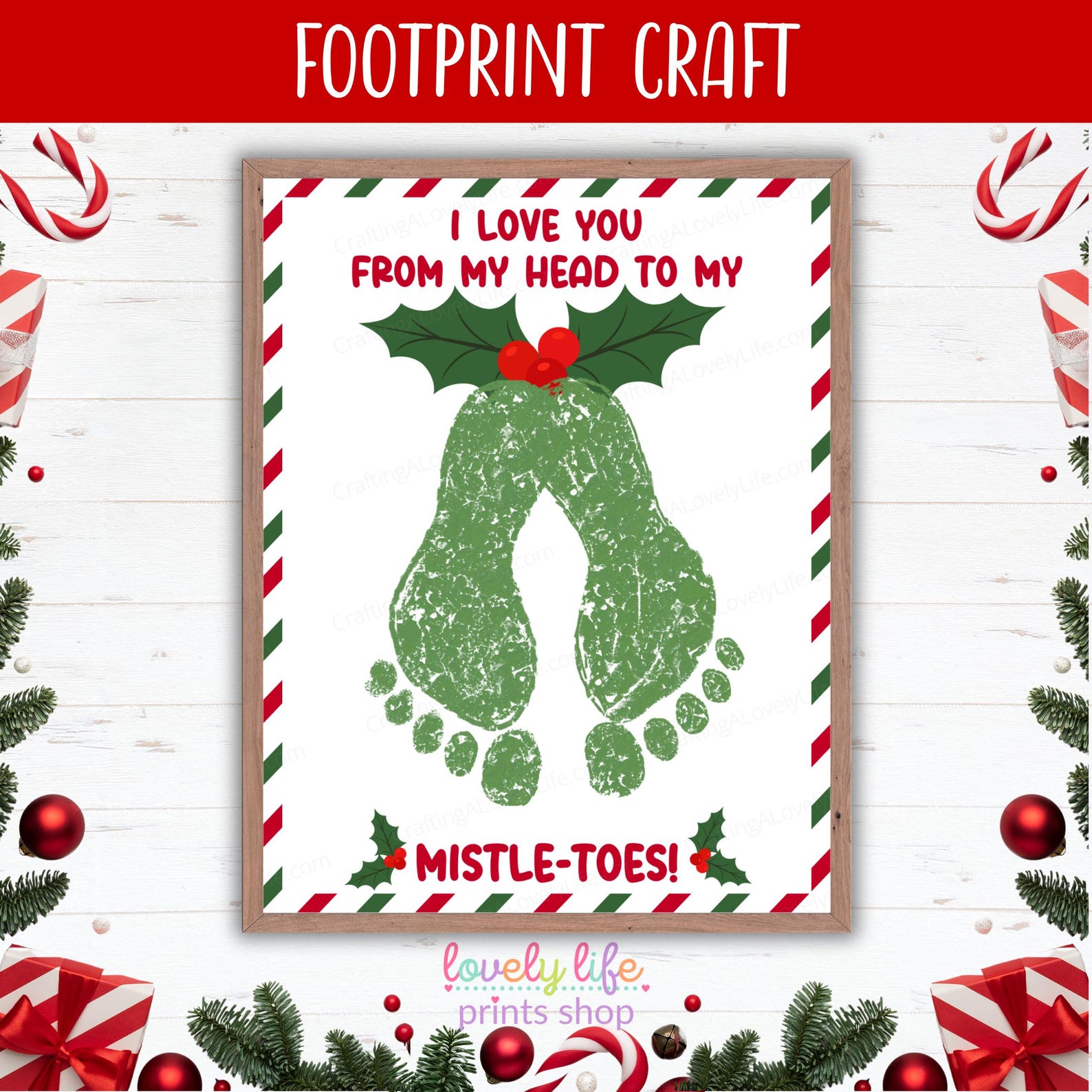 Mistletoes Footprint Craft, Christmas Footprint Craft, First Christmas ...