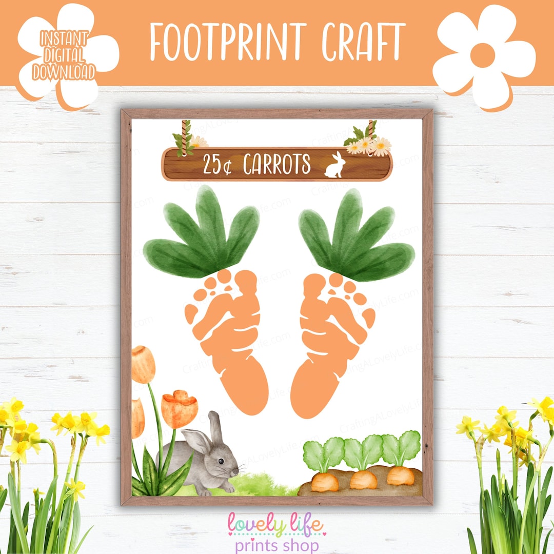 Printable Easter Footprint Craft, Footprint Art Craft, Footprint Sign ...