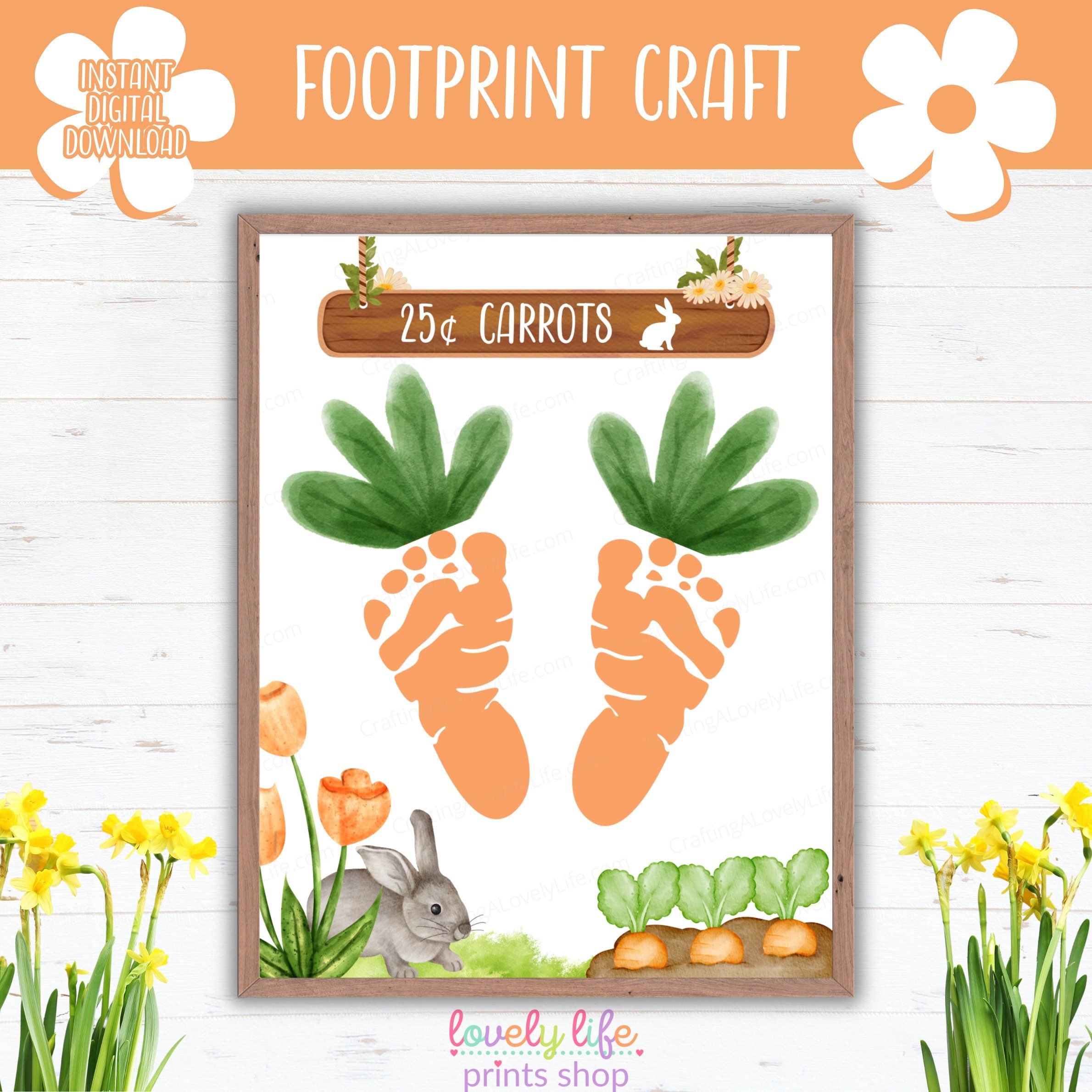 Printable Easter Footprint Craft, Footprint Art Craft, Footprint Sign ...