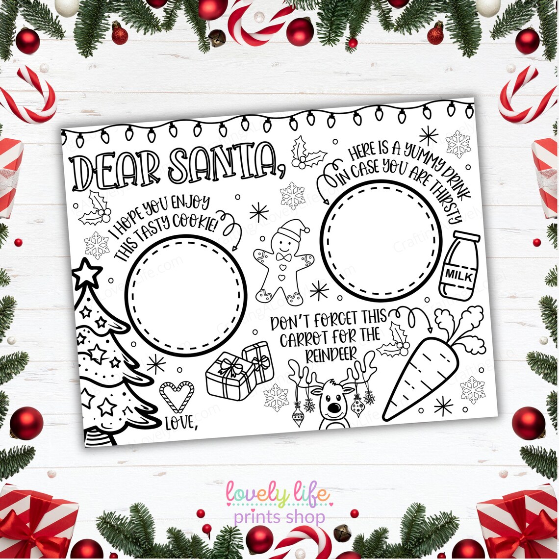 Cookies for Santa Tray, Milk and Cookies for Santa Printable Placemat ...