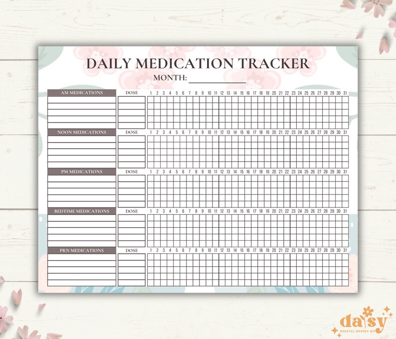 Daily Medication Tracker, Medication Log, Medication Sheet, Medication ...