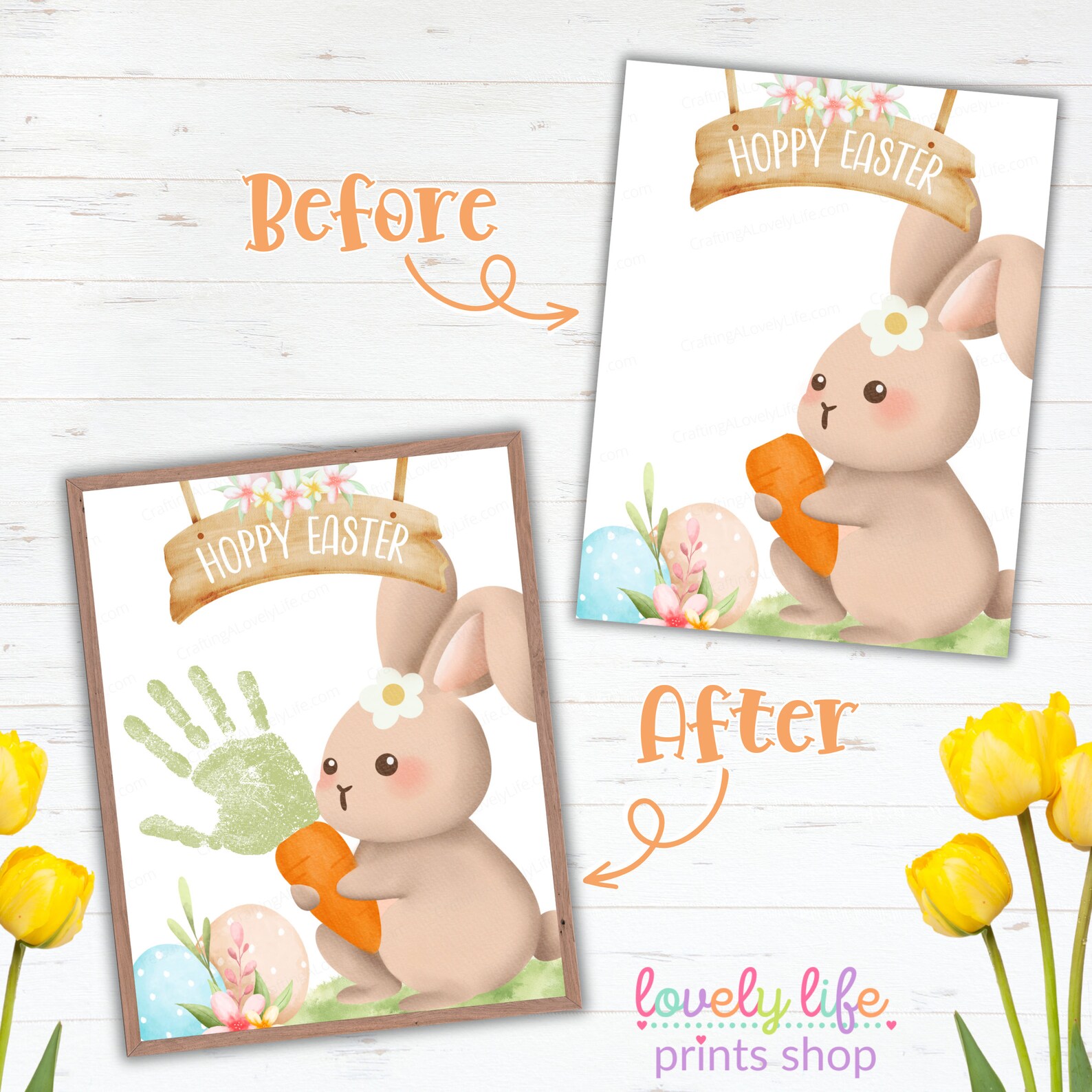 Printable Hoppy Happy Easter Handprint Craft, Handprint Art, Handprint ...