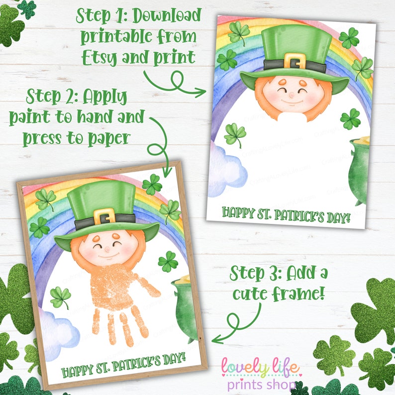 Leprechaun St. Patrick's Day Handprint Craft Printable, Handprint Art ...