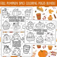 Pumpkin Spice Coloring Pages: Cozy Autumn Girls (PDF) - Etsy