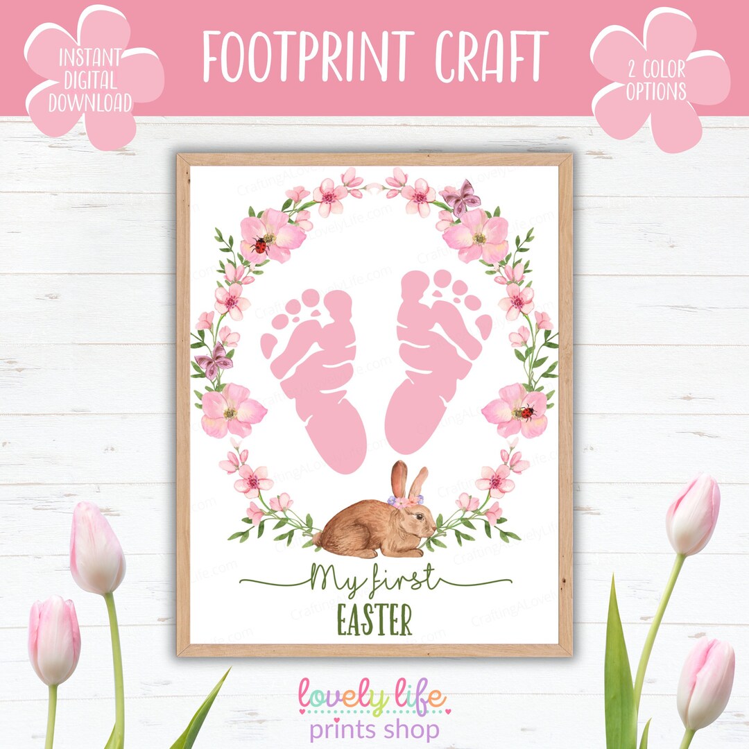 Printable My First Easter Footprint Craft, Footprint Art, Footprint ...