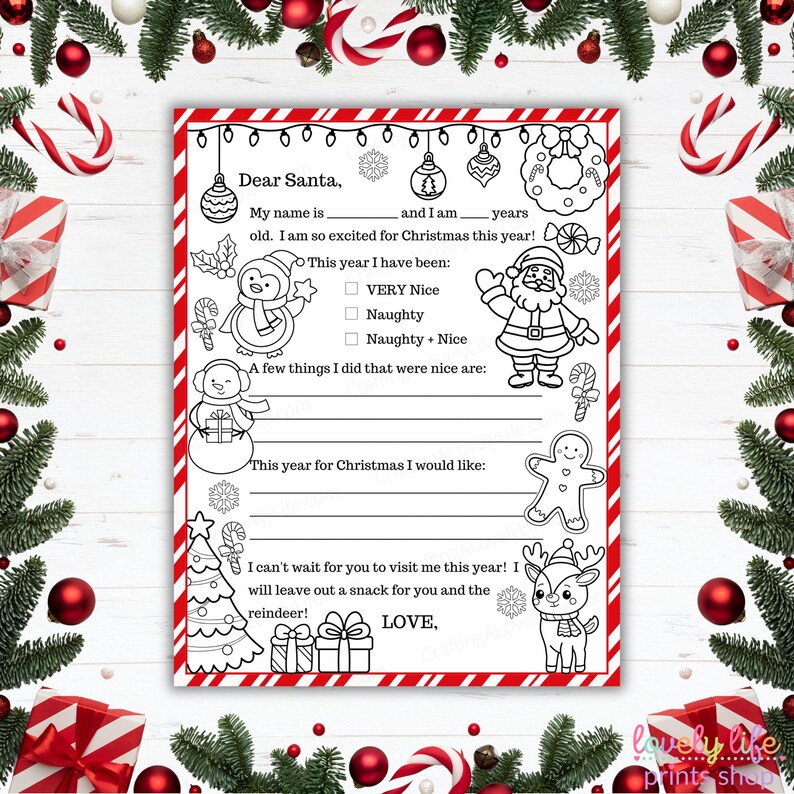Letter to Santa Coloring Page, Letter to Santa Printable, Printable ...