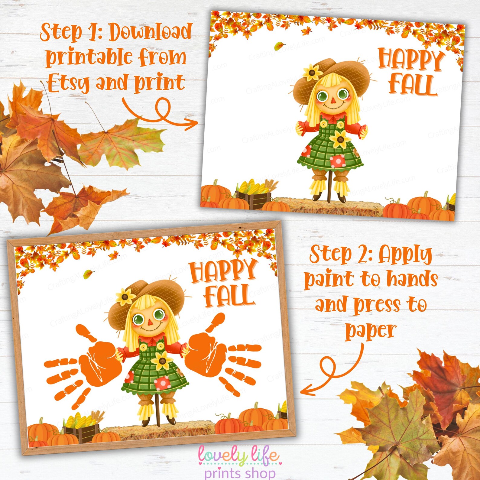 Printable Fall Scarecrow Handprint Art | Autumn Handprint Painting ...