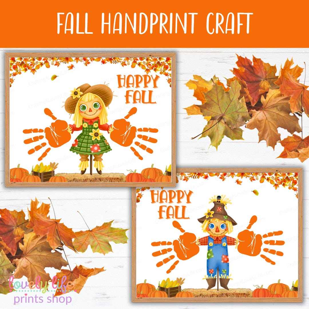 Printable Fall Scarecrow Handprint Art | Autumn Handprint Painting ...