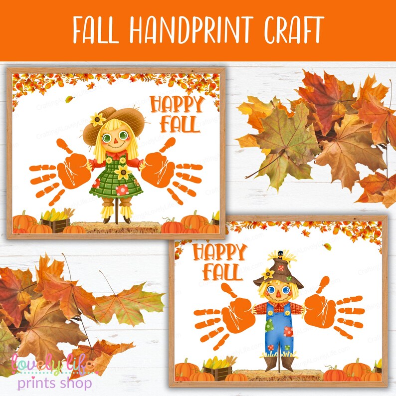 Printable Fall Scarecrow Handprint Art | Autumn Handprint Painting ...
