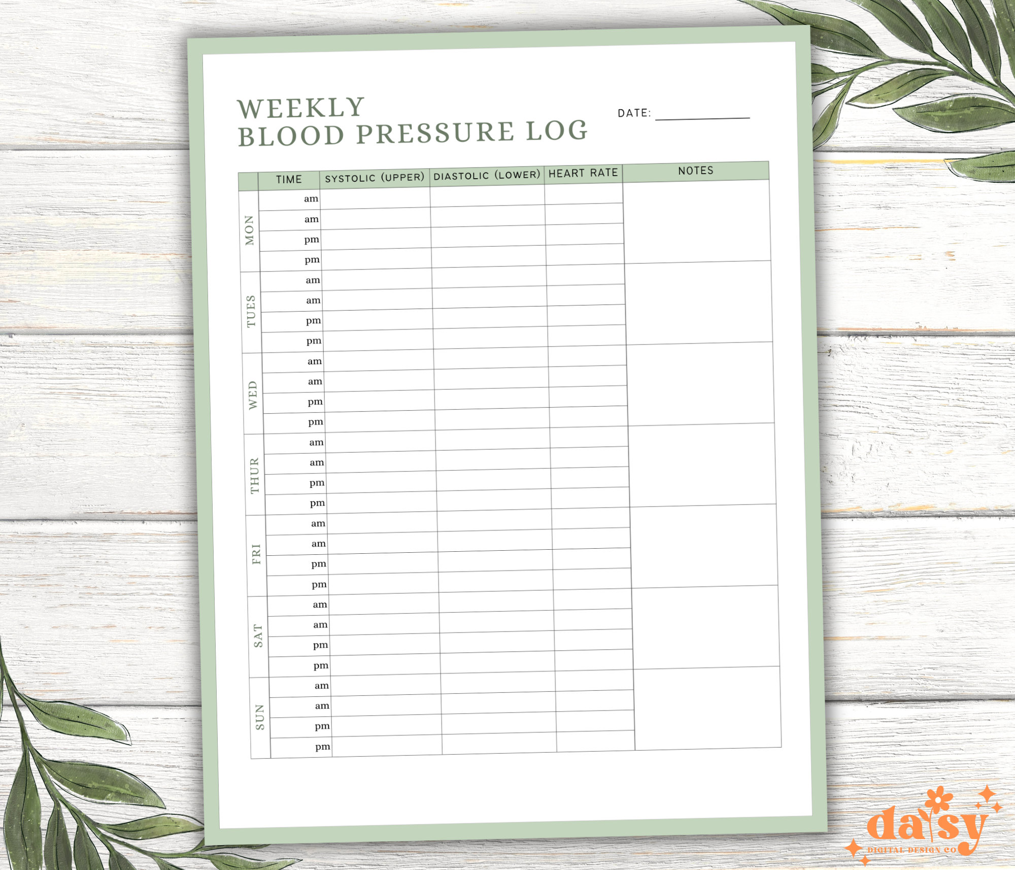 Blood Pressure Log, Blood Pressure Chart, Blood Pressure Tracker ...