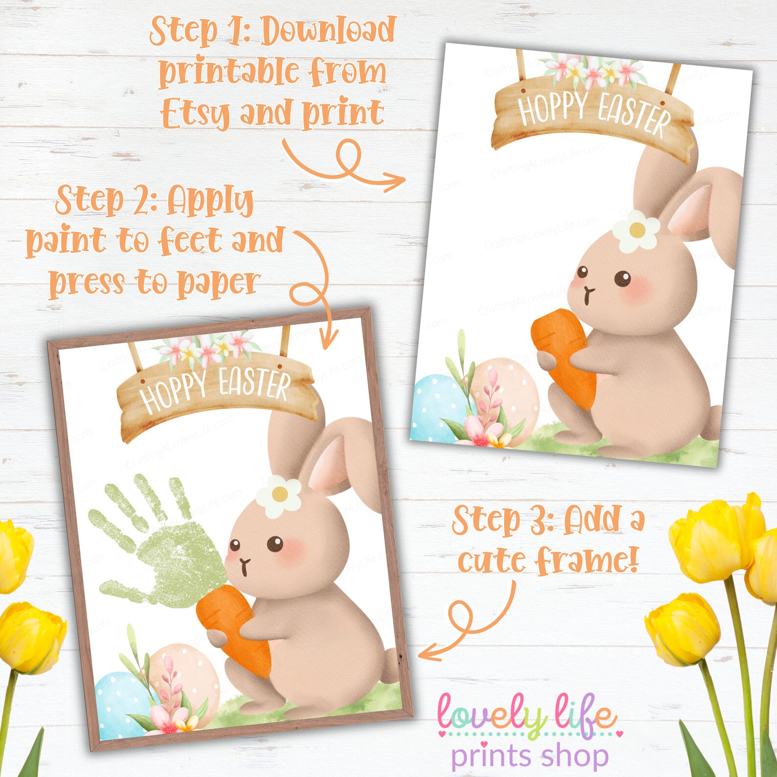 Printable Hoppy Happy Easter Handprint Craft, Handprint Art, Handprint ...