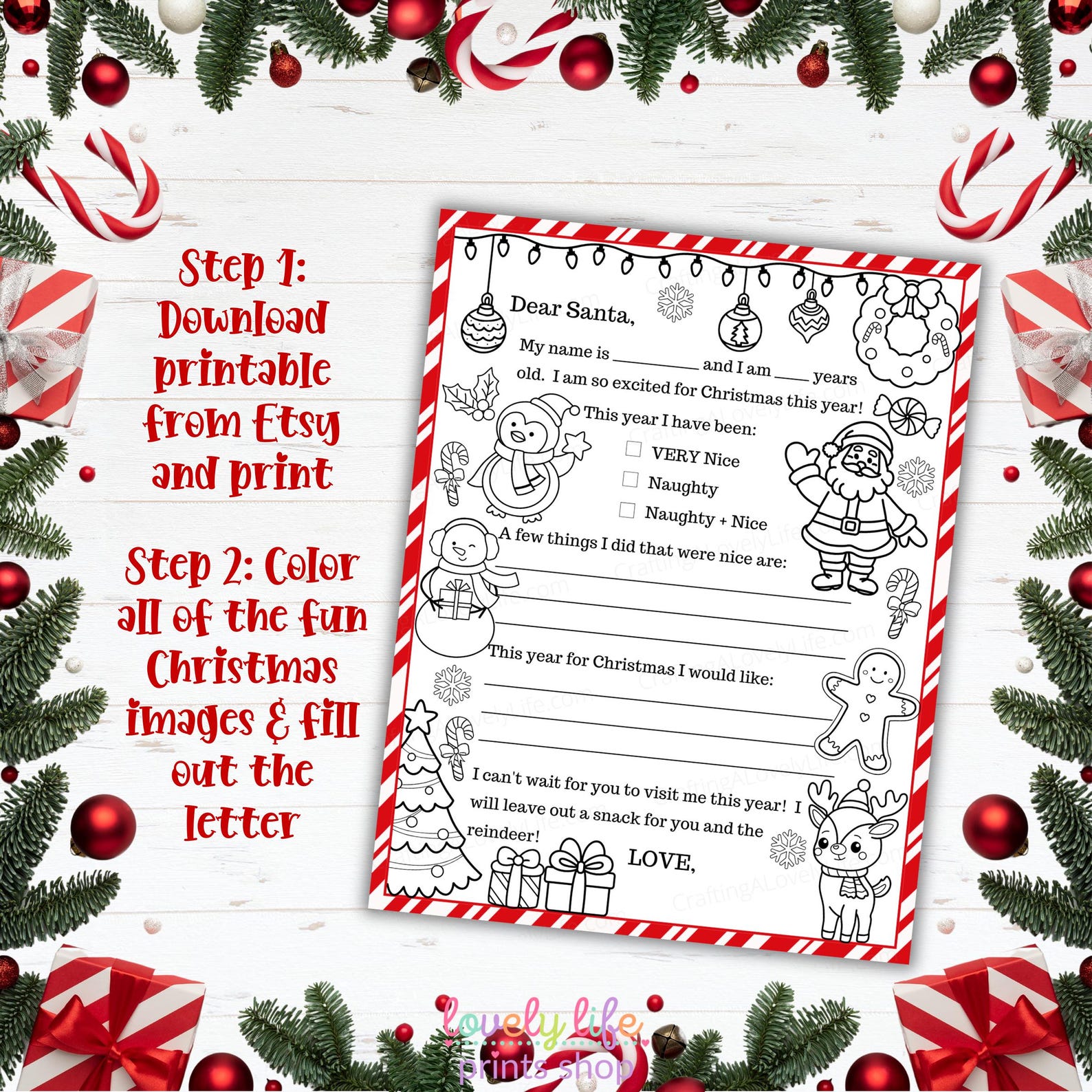 Letter to Santa Coloring Page, Letter to Santa Printable, Printable ...