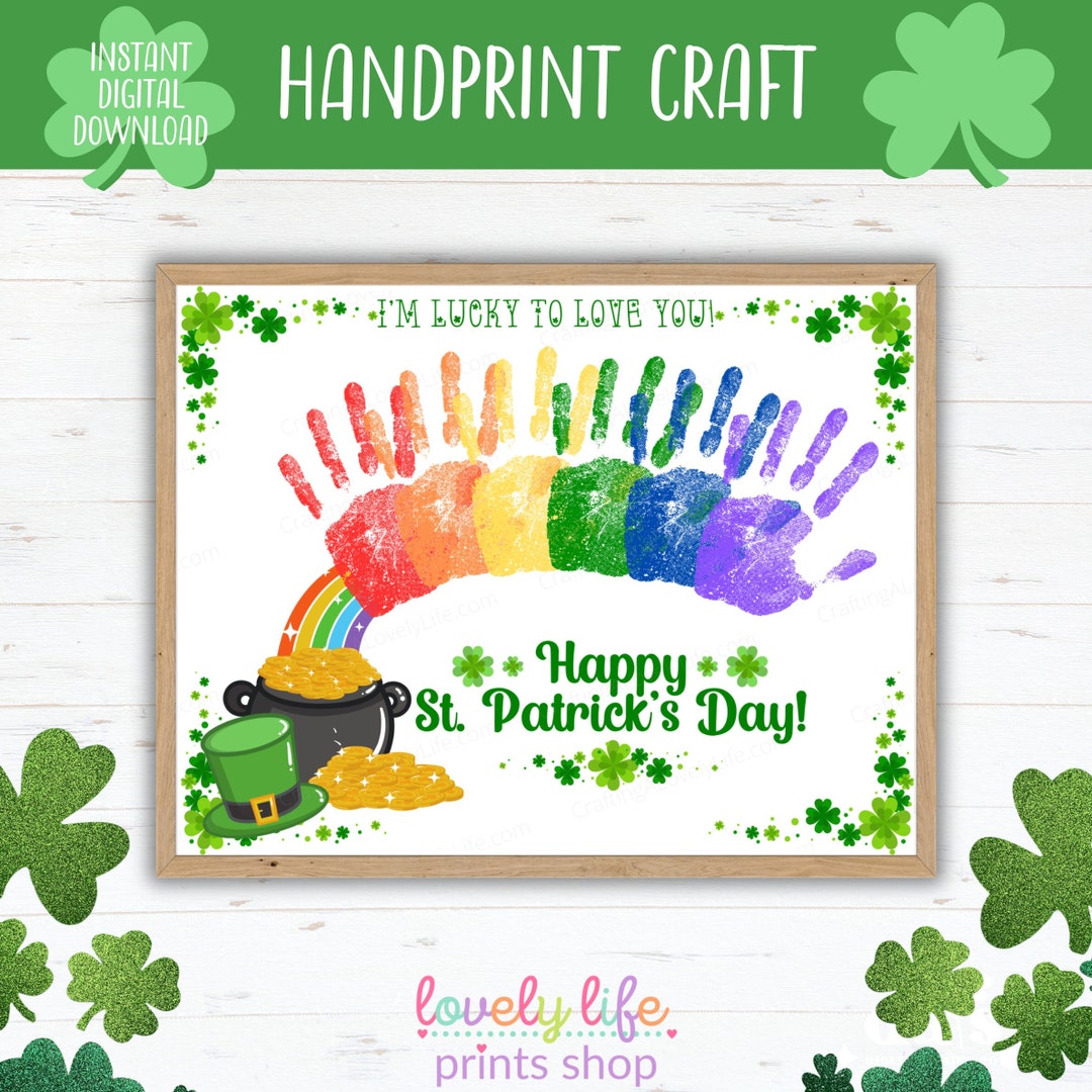 Printable St. Patrick's Day Handprint Craft, Handprint Art, Handprint ...