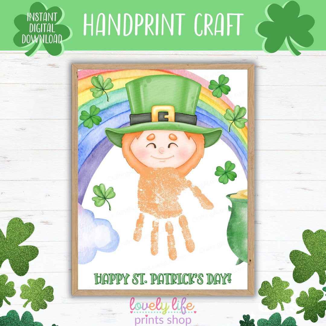 Leprechaun St. Patrick's Day Handprint Craft Printable, Handprint Art ...