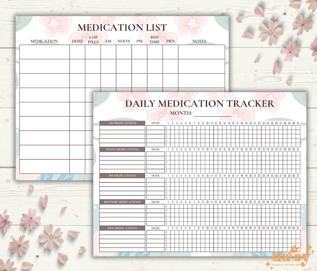 Daily Medication Tracker, Medication Log, Medication Sheet, Medication ...
