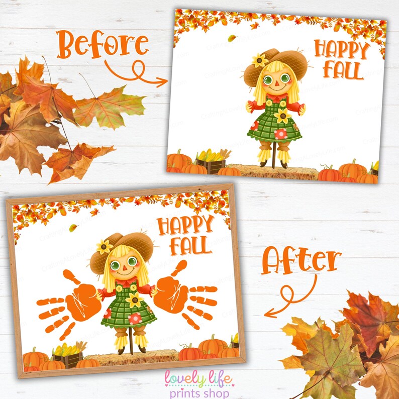 Printable Fall Scarecrow Handprint Art | Autumn Handprint Painting ...