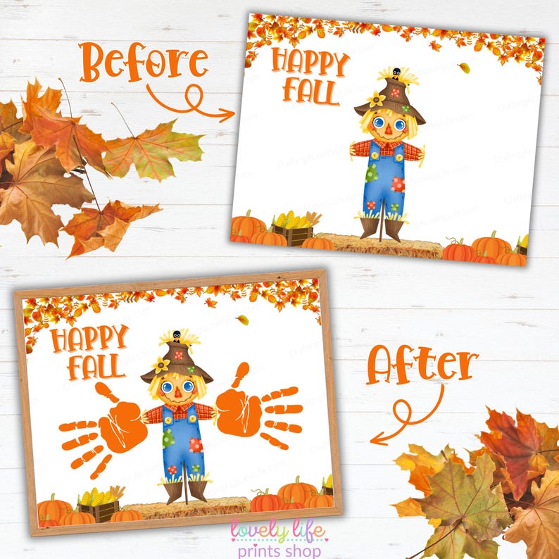 Printable Fall Scarecrow Handprint Art | Autumn Handprint Painting ...