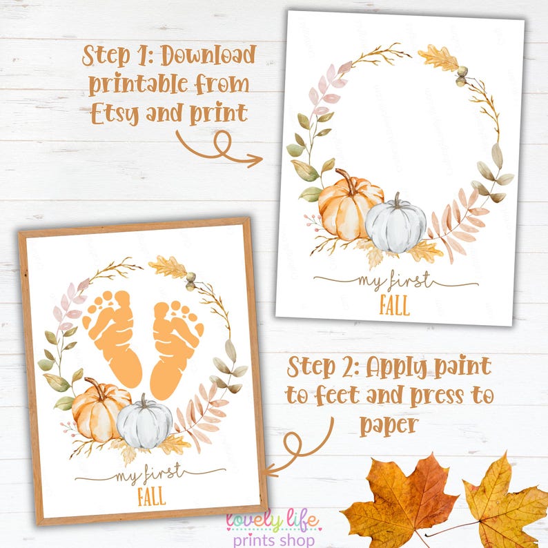 Printable Fall Footprint Keepsake, My First Fall Footprint Art, Baby ...