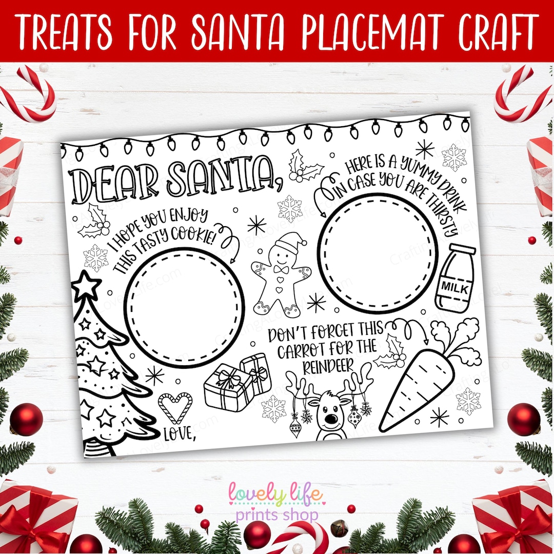Cookies for Santa Tray, Milk and Cookies for Santa Printable Placemat ...