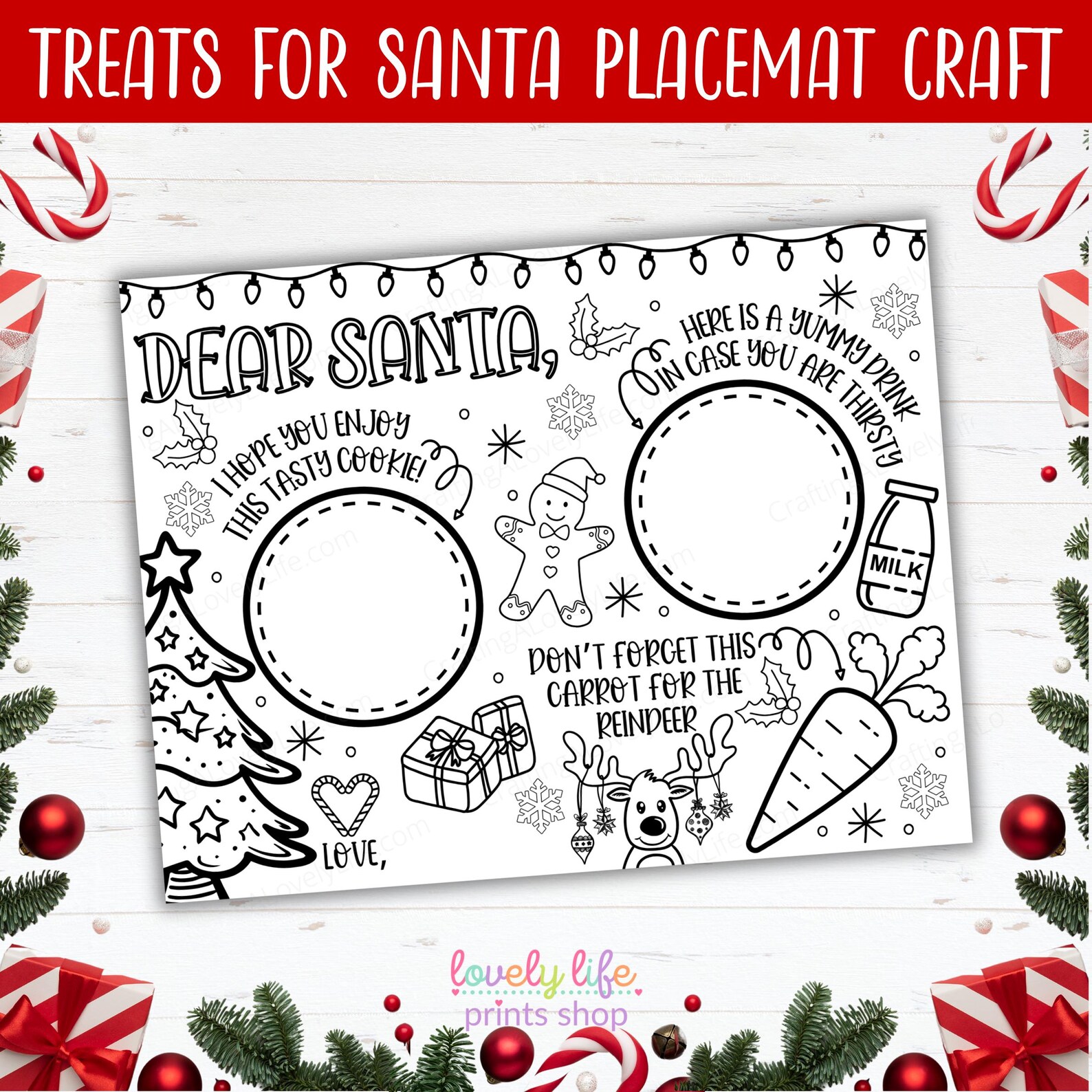 Cookies for Santa Tray, Milk and Cookies for Santa Printable Placemat ...