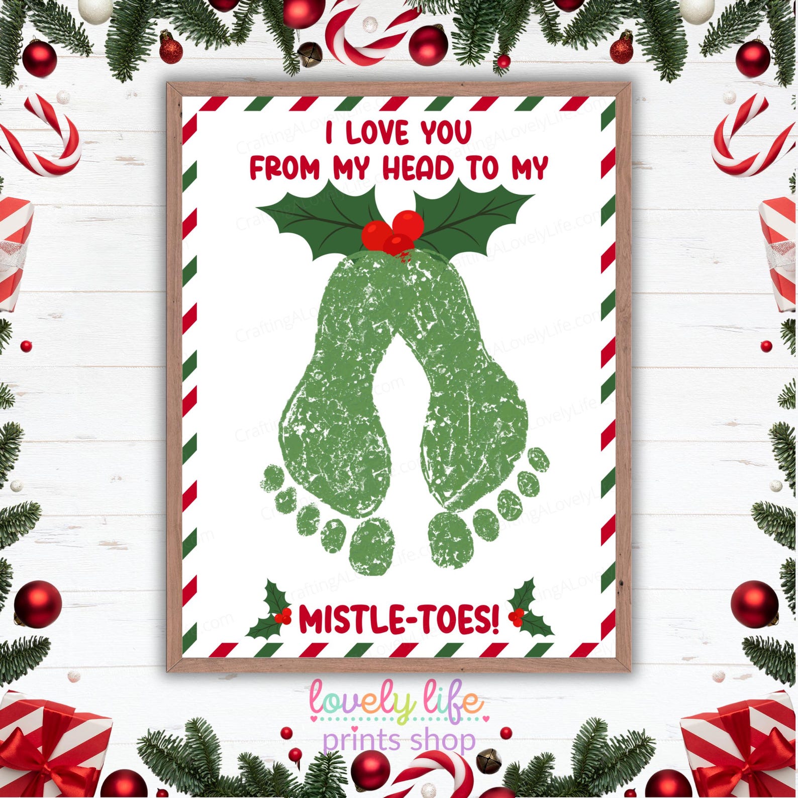 Mistletoes Footprint Craft, Christmas Footprint Craft, First Christmas ...