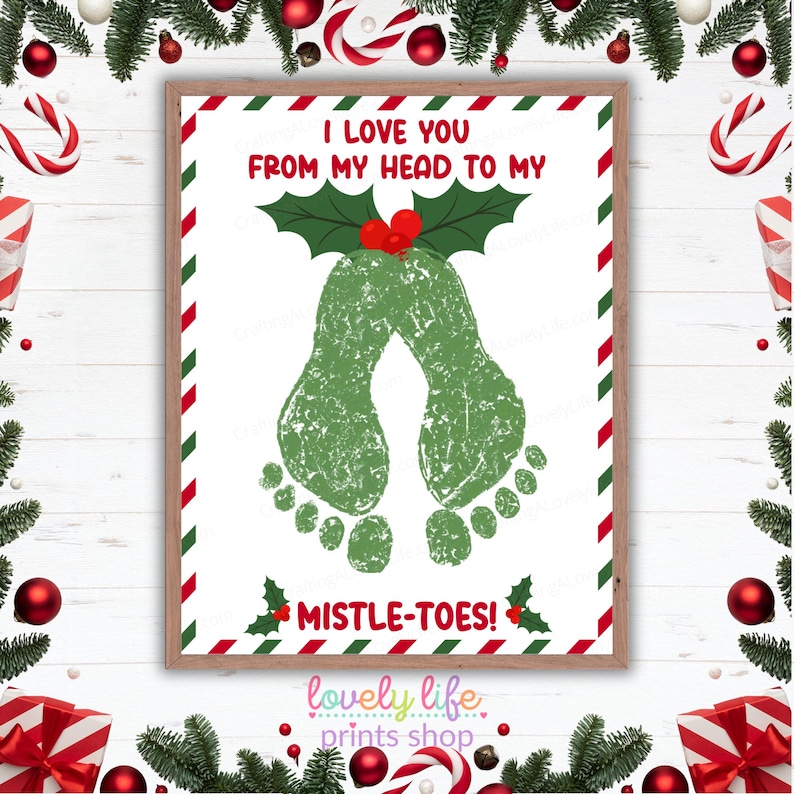 Mistletoes Footprint Craft, Christmas Footprint Craft, First Christmas ...