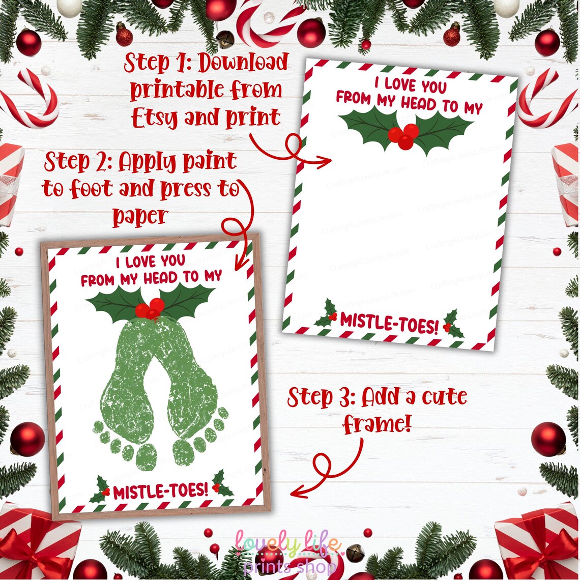 Mistletoes Footprint Craft, Christmas Footprint Craft, First Christmas ...
