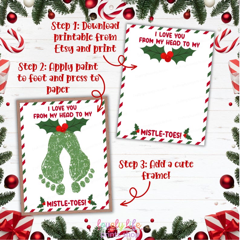 Mistletoes Footprint Craft, Christmas Footprint Craft, First Christmas ...