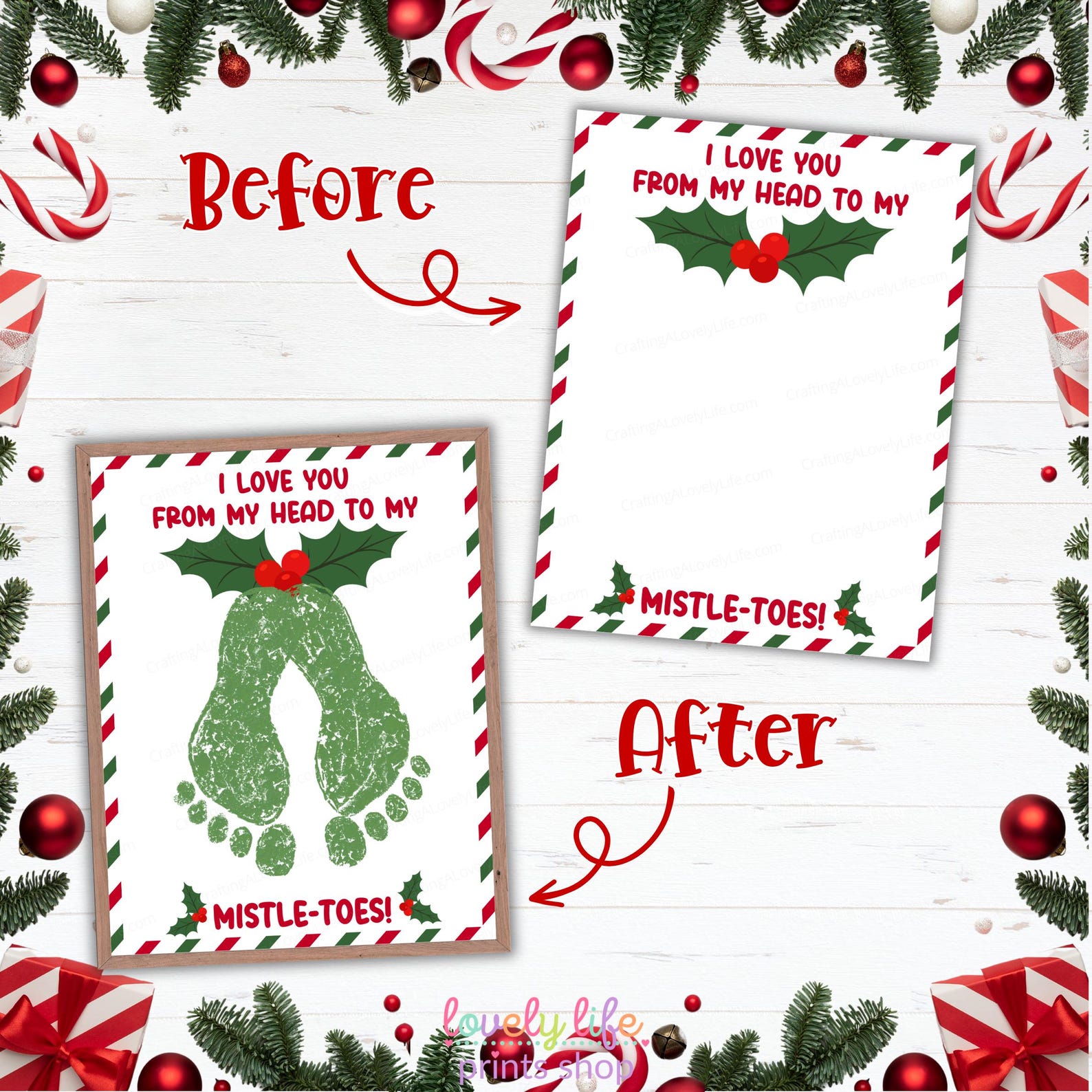Mistletoes Footprint Craft, Christmas Footprint Craft, First Christmas ...