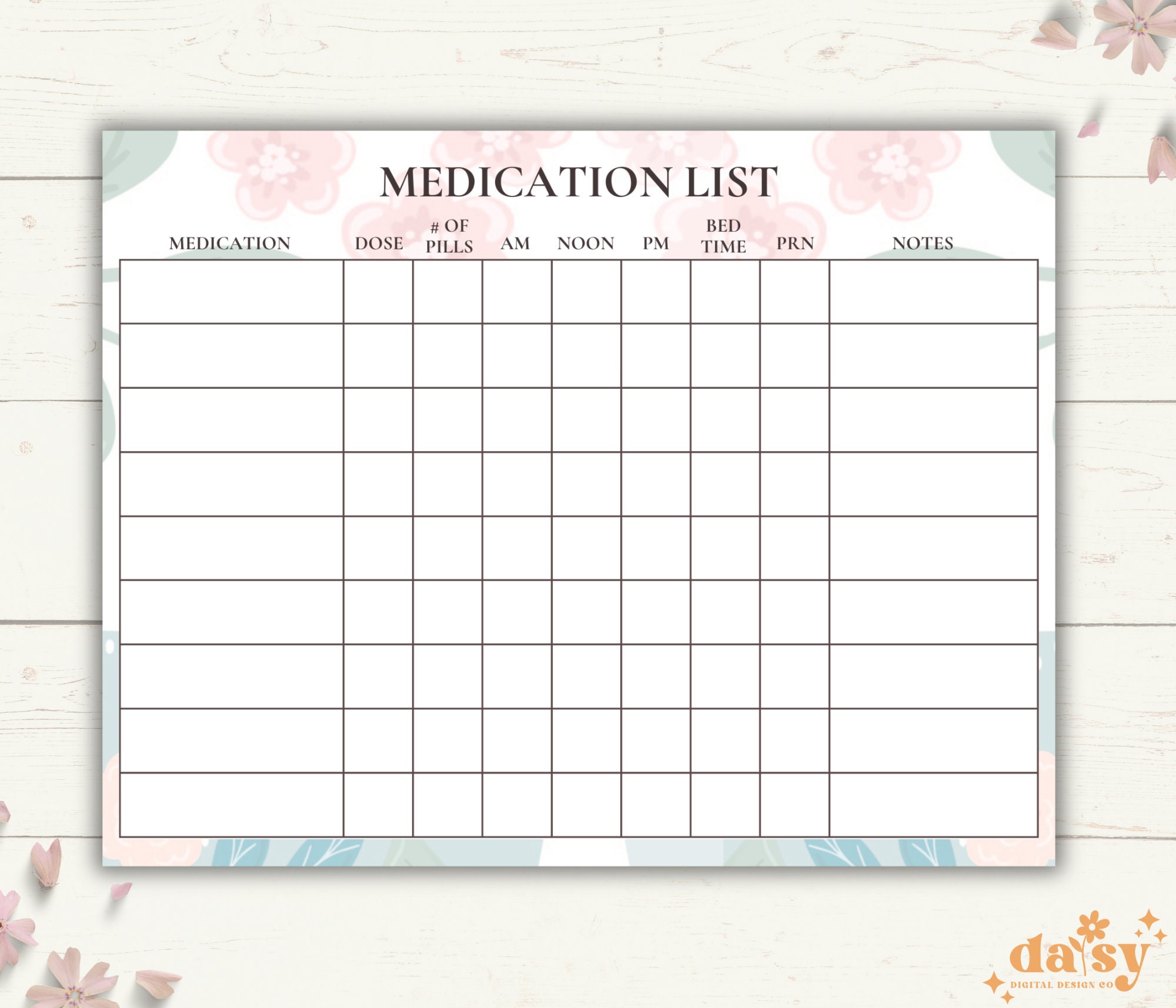 Daily Medication Tracker, Medication Log, Medication Sheet, Medication ...